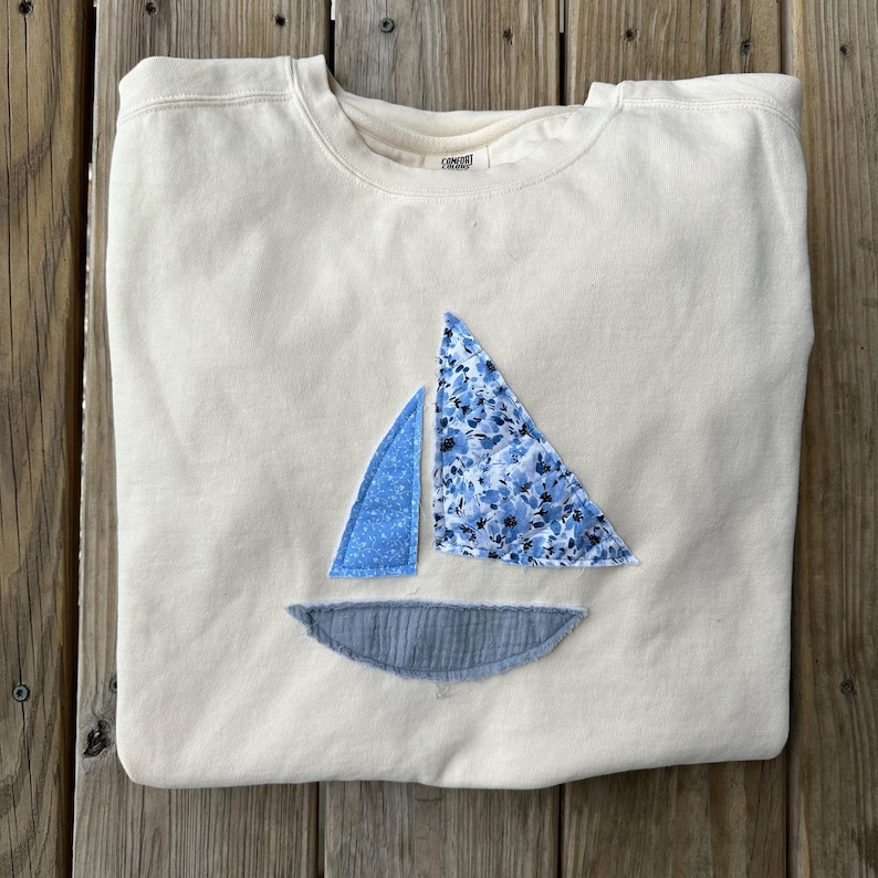 Patchwork Sailboat Comfort Colors Crewneck Sweatshirt - Etsy
