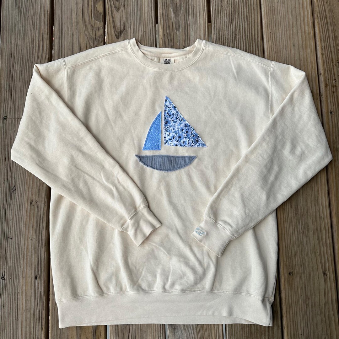 Patchwork Sailboat Comfort Colors Crewneck Sweatshirt - Etsy