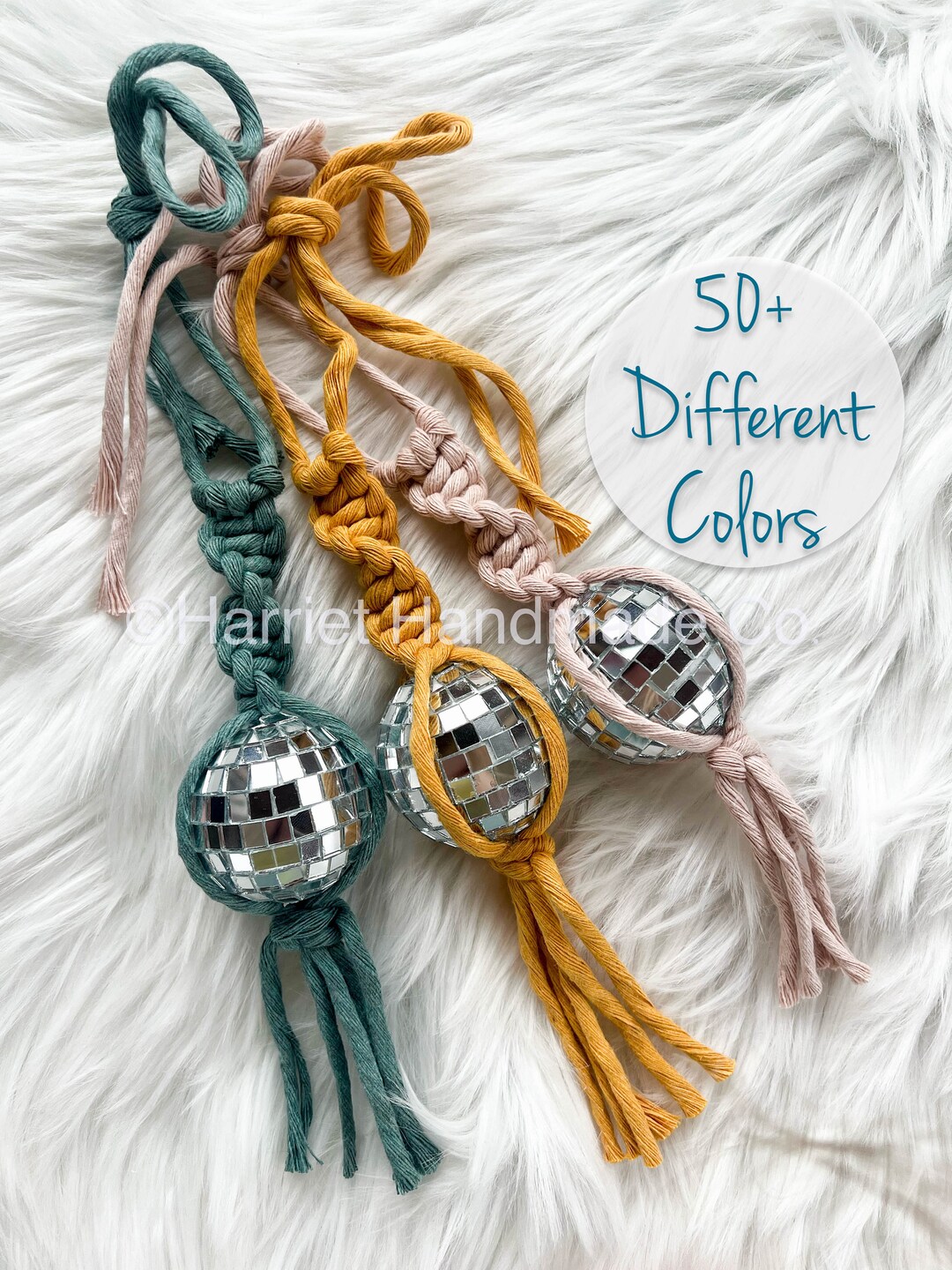 50+ Colors -- Macrame Mini Disco Ball Window or Car Mirror Charm | Boho ...