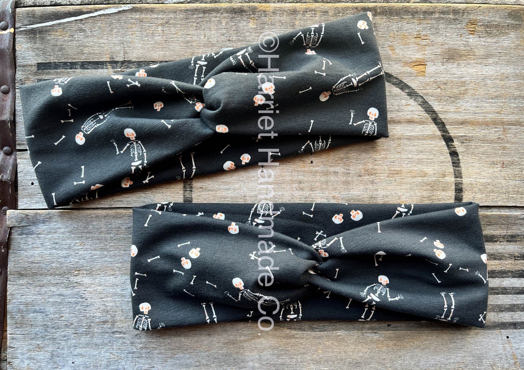 Halloween Black Skeleton Twist Turban Headband Hair Accessories Gift ...