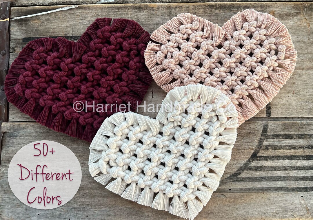 Heart Shaped Macrame Mug Rug / Drink Coaster / Plant Mat | Boho ...