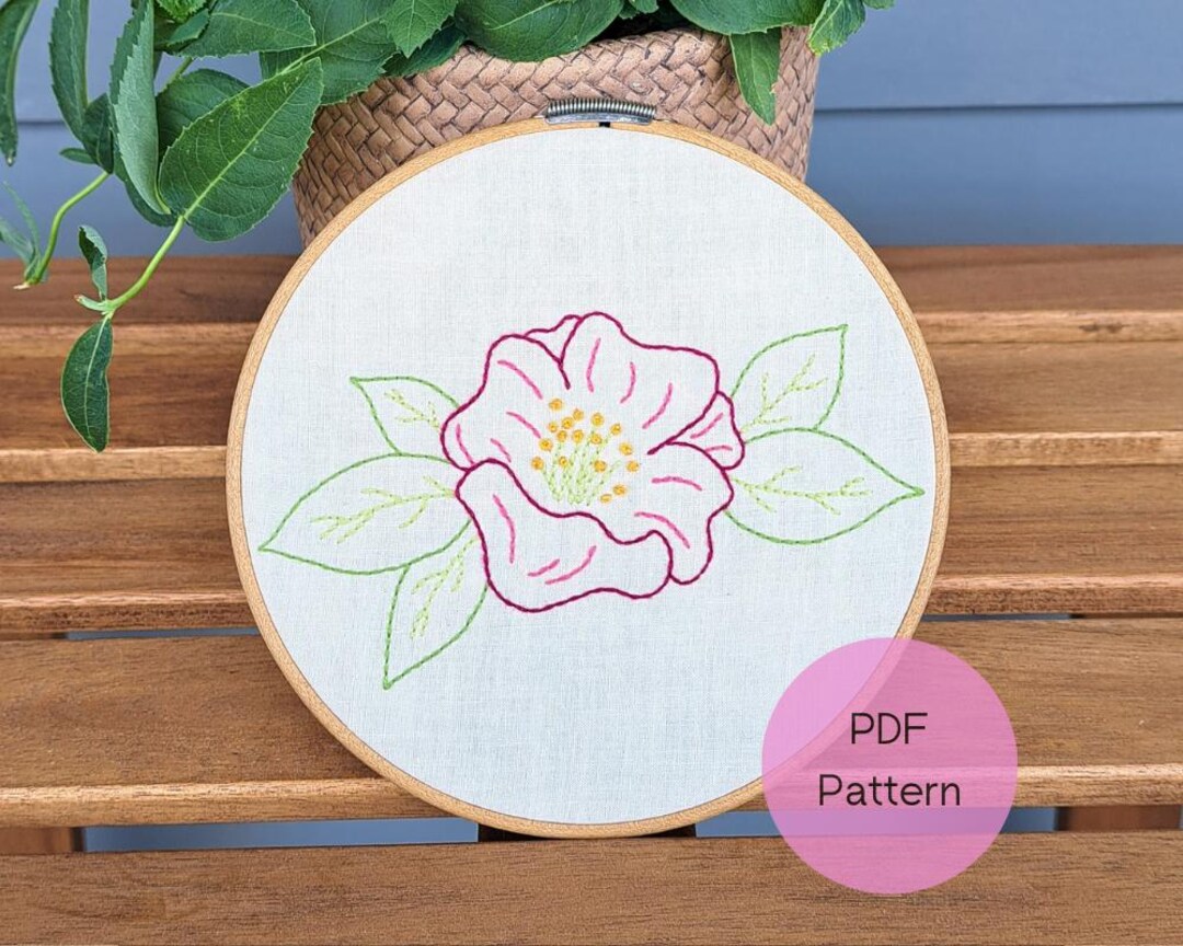 Easy Flower PDF Embroidery Pattern, Beginner Hand Embroidery ...