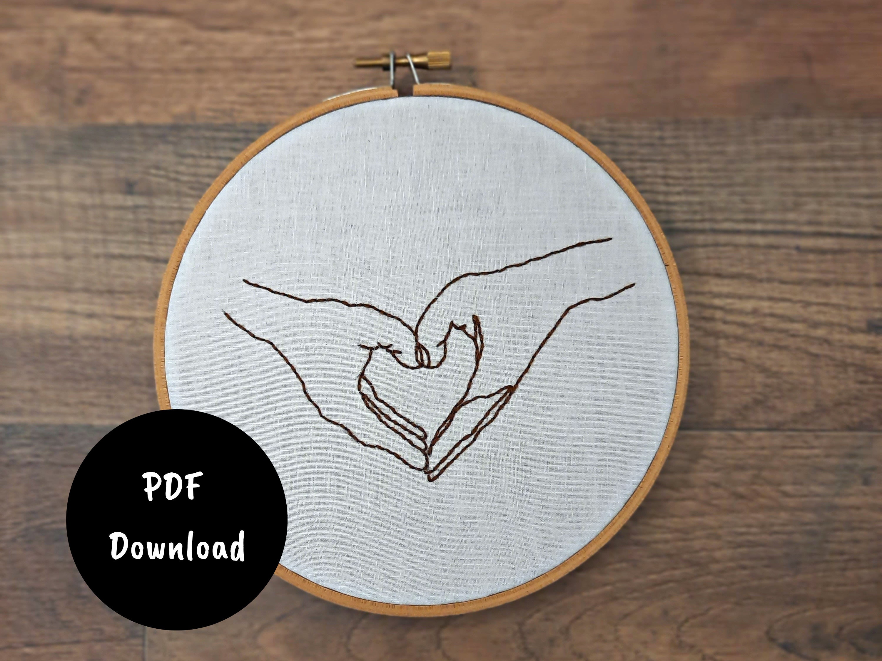 Printable Love Hands Embroidery Pattern PDF Download Line - Etsy