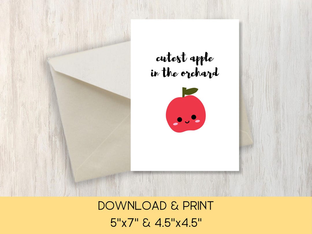 Printable Card Cutest Apple in the Orchard | PDF Digital Download ...