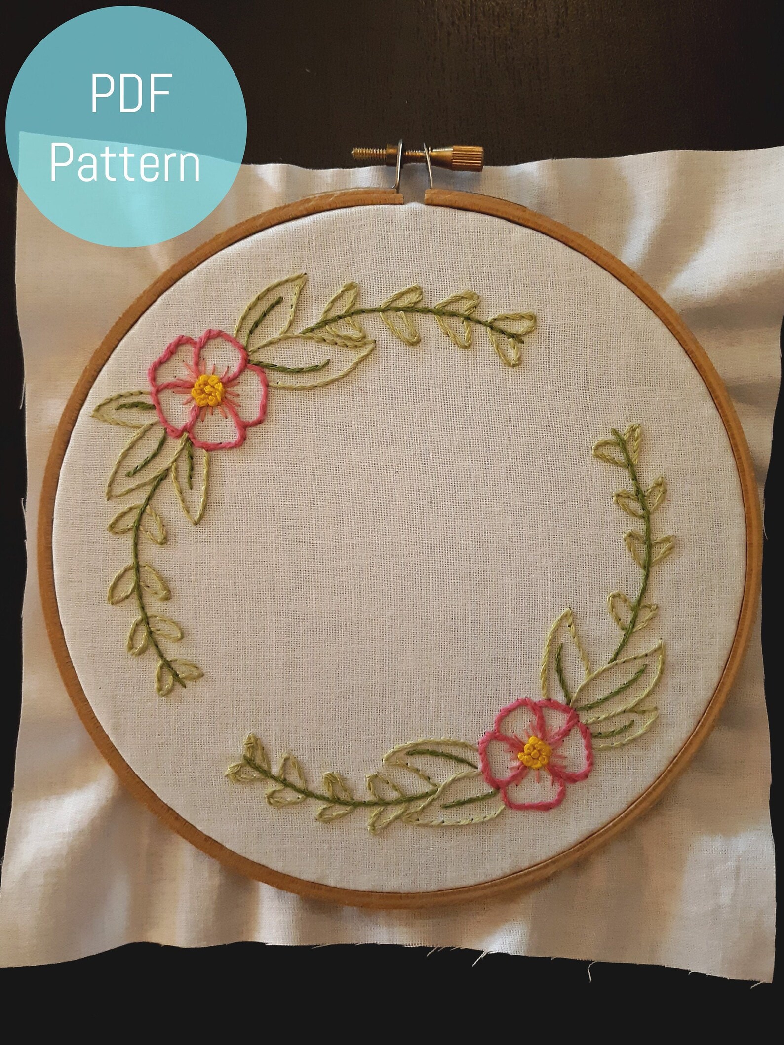 Vintage-Inspired Floral Wreath Hand Embroidery PDF Pattern | Etsy