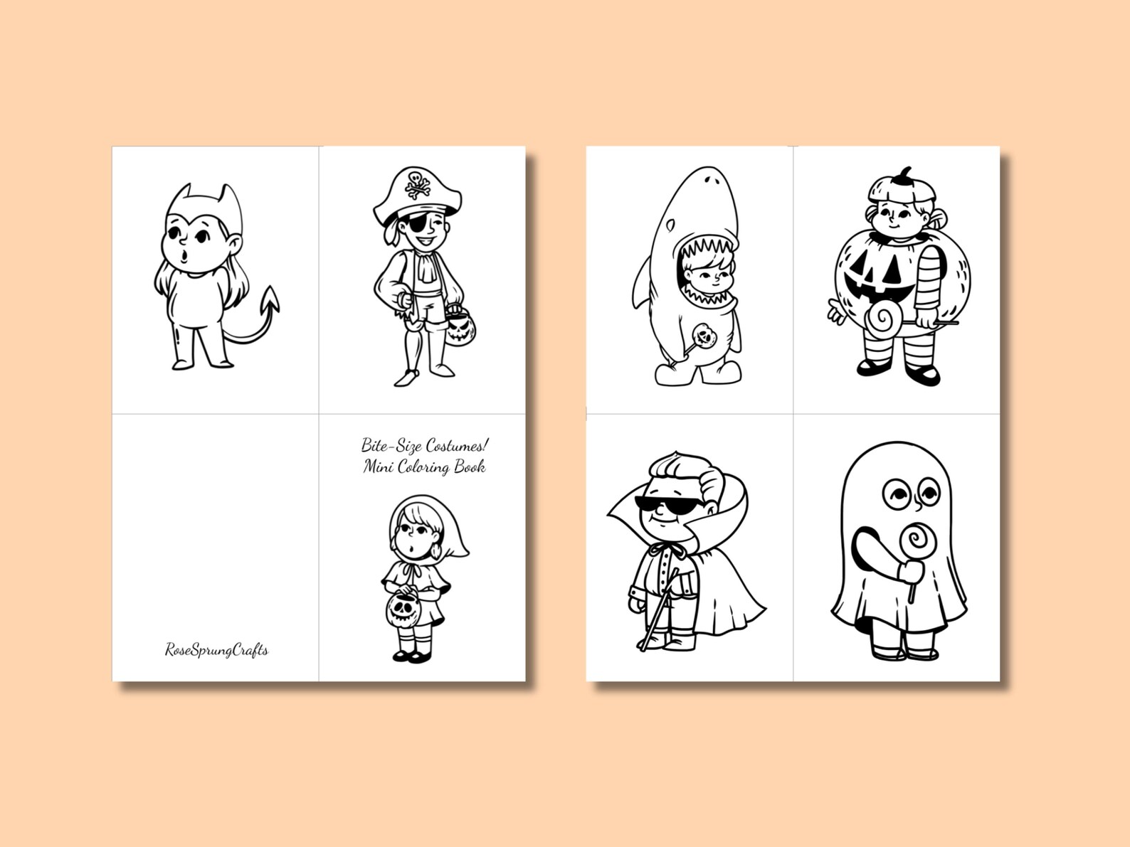 Printable Kids Halloween Costumes Mini Coloring Book | Printable ...