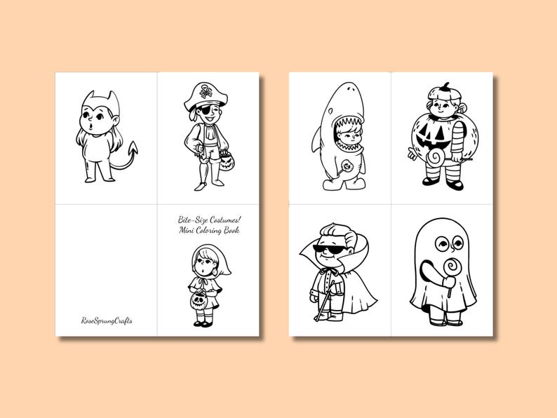 Printable Kids Halloween Costumes Mini Coloring Book Printable Coloring ...