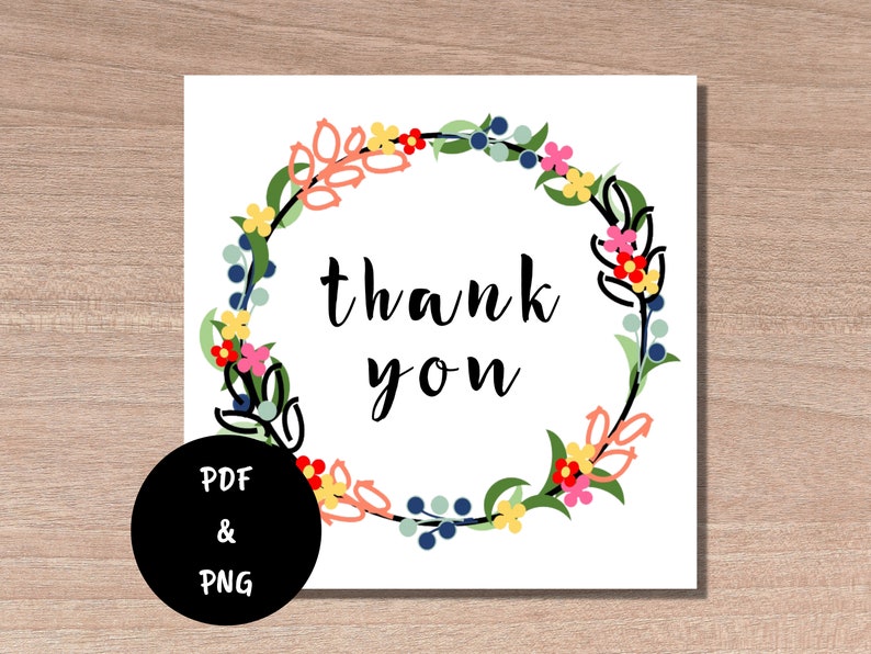 Thank You Floral Border Printable Greeting Card - Etsy