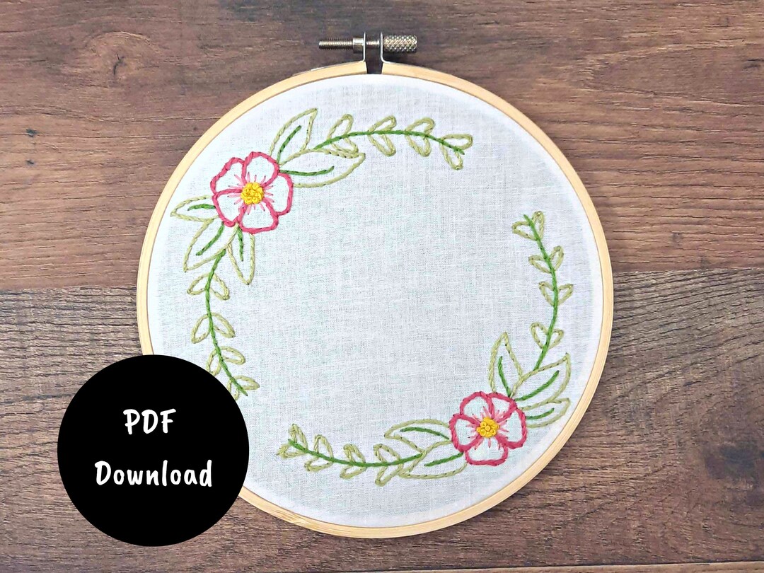 Vintage-inspired Floral Wreath Hand Embroidery PDF Download - Etsy
