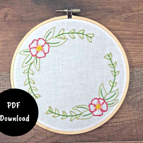 Vintage-inspired Floral Wreath Hand Embroidery PDF Download - Etsy
