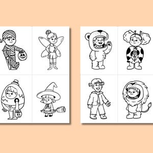 Printable Kids Halloween Costumes Mini Coloring Book | Printable ...