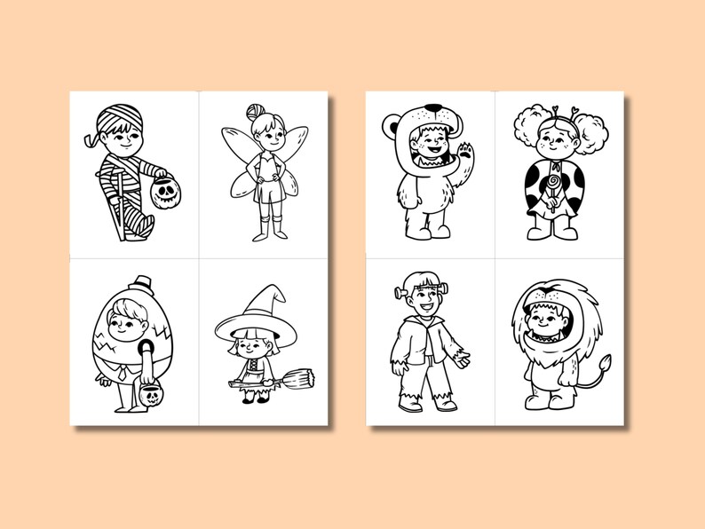 Printable Kids Halloween Costumes Mini Coloring Book Printable Coloring ...