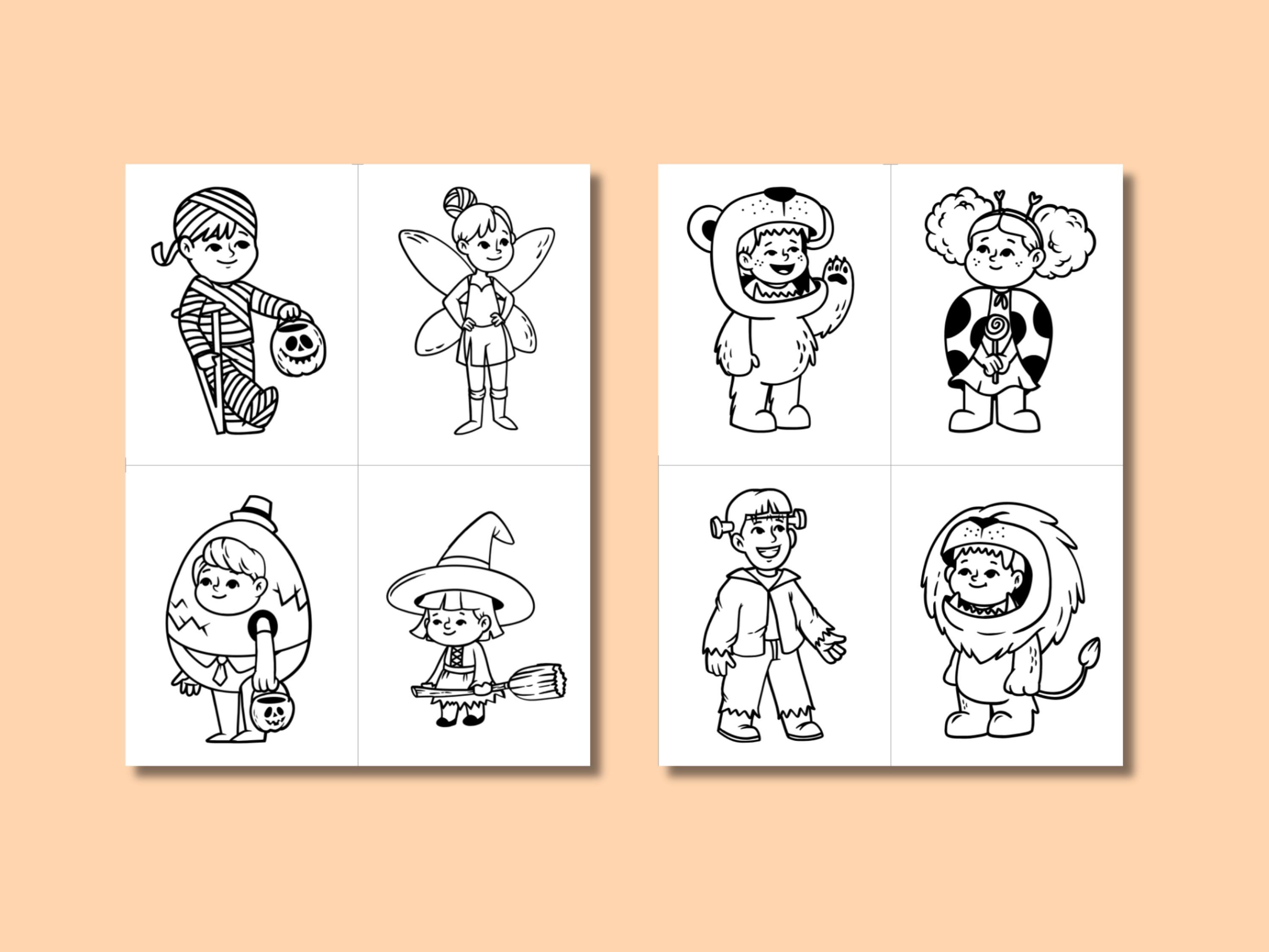 Printable Kids Halloween Costumes Mini Coloring Book | Printable ...