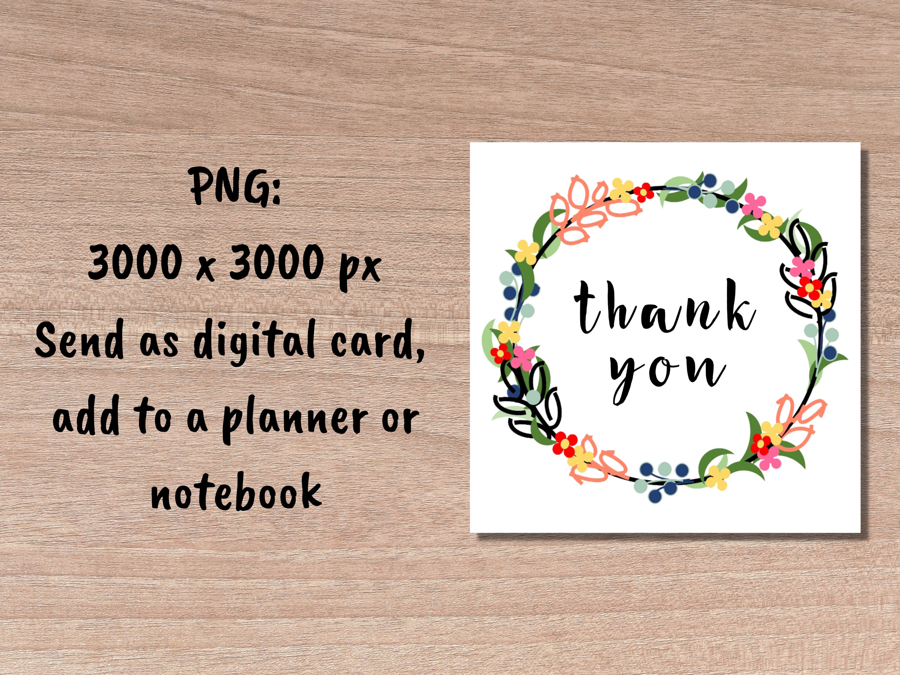 Thank You Floral Border Printable Greeting Card - Etsy