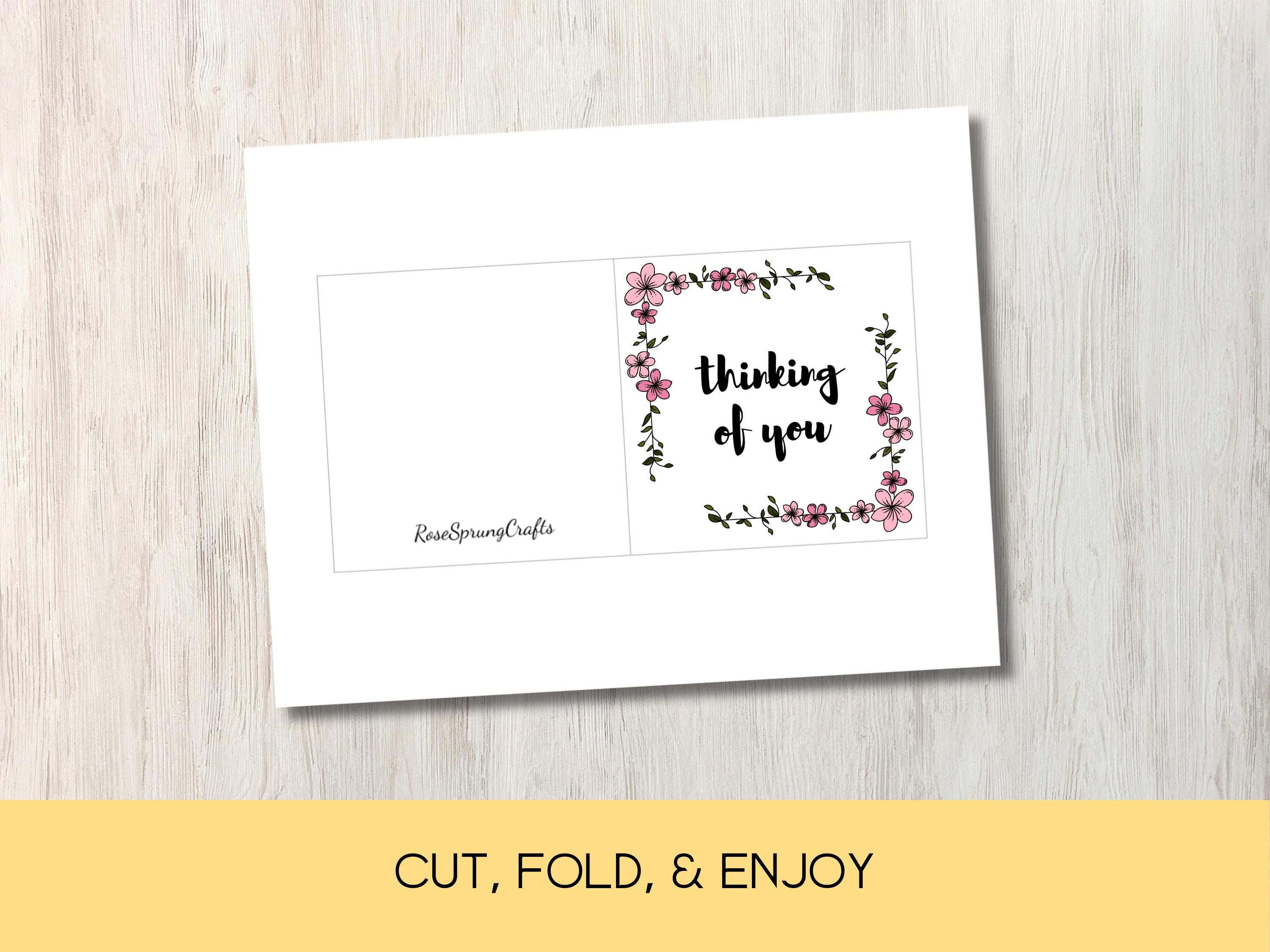 Thinking of You Pink Floral Printable Card | DIY Digital Download ...