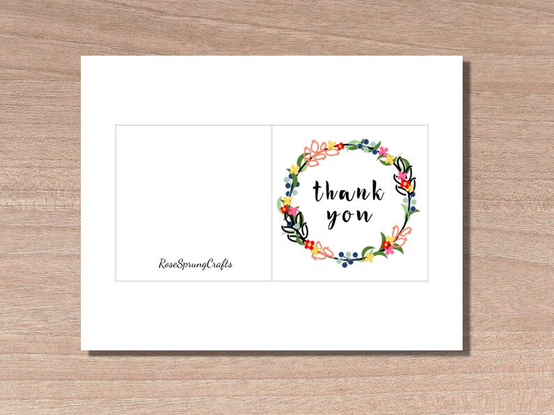 Thank You Floral Border Printable Greeting Card - Etsy
