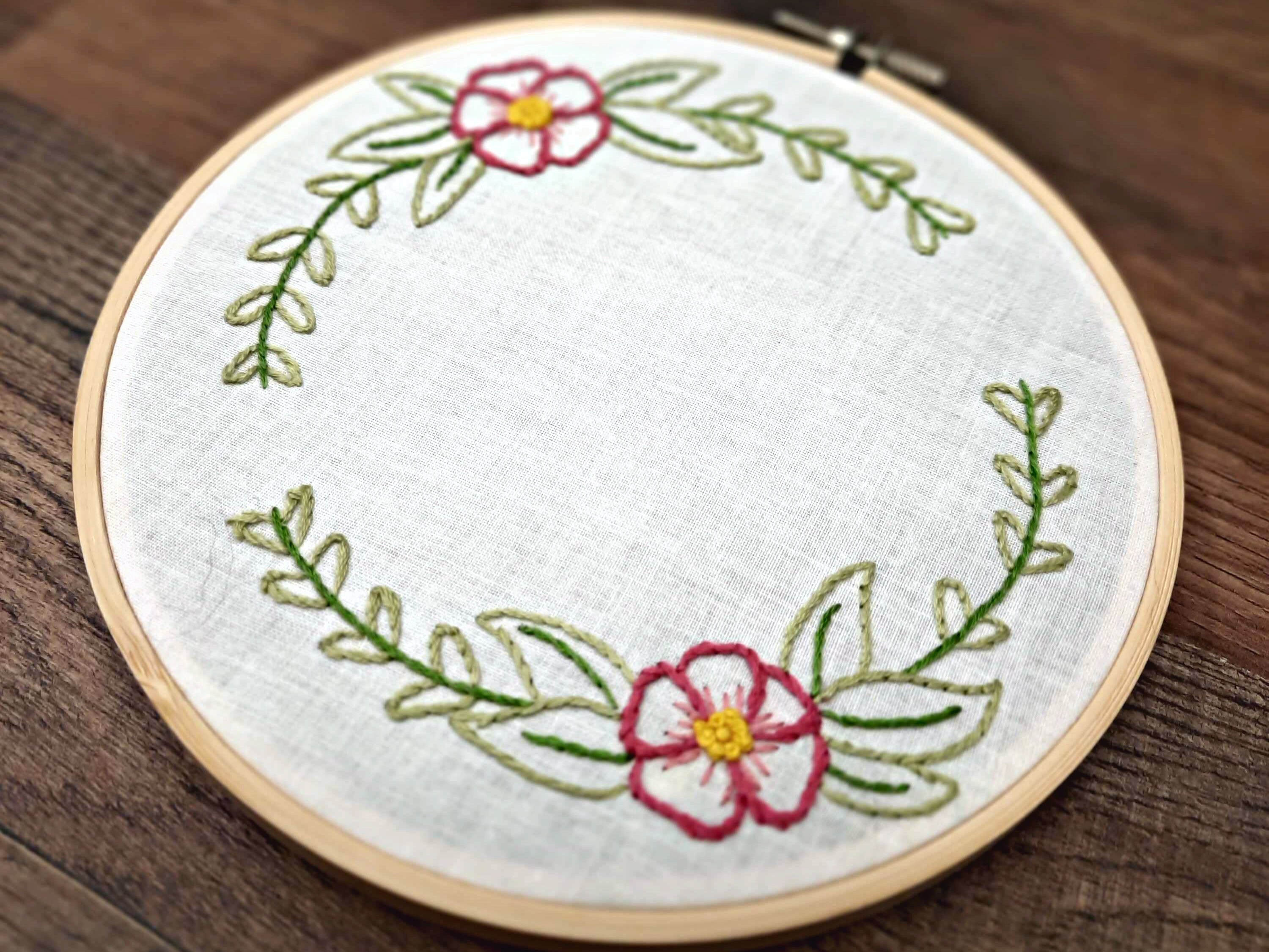 Vintage-inspired Floral Wreath Hand Embroidery PDF Download - Etsy