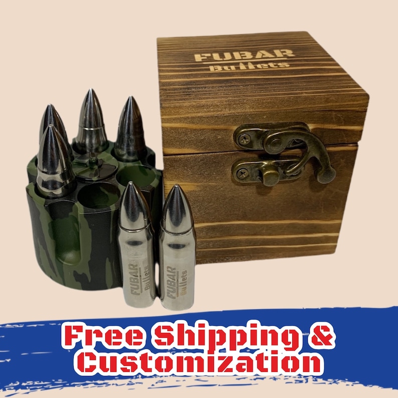 Whiskey Stones | Extra Large Whiskey Bullet |personalized Wooden Gift ...