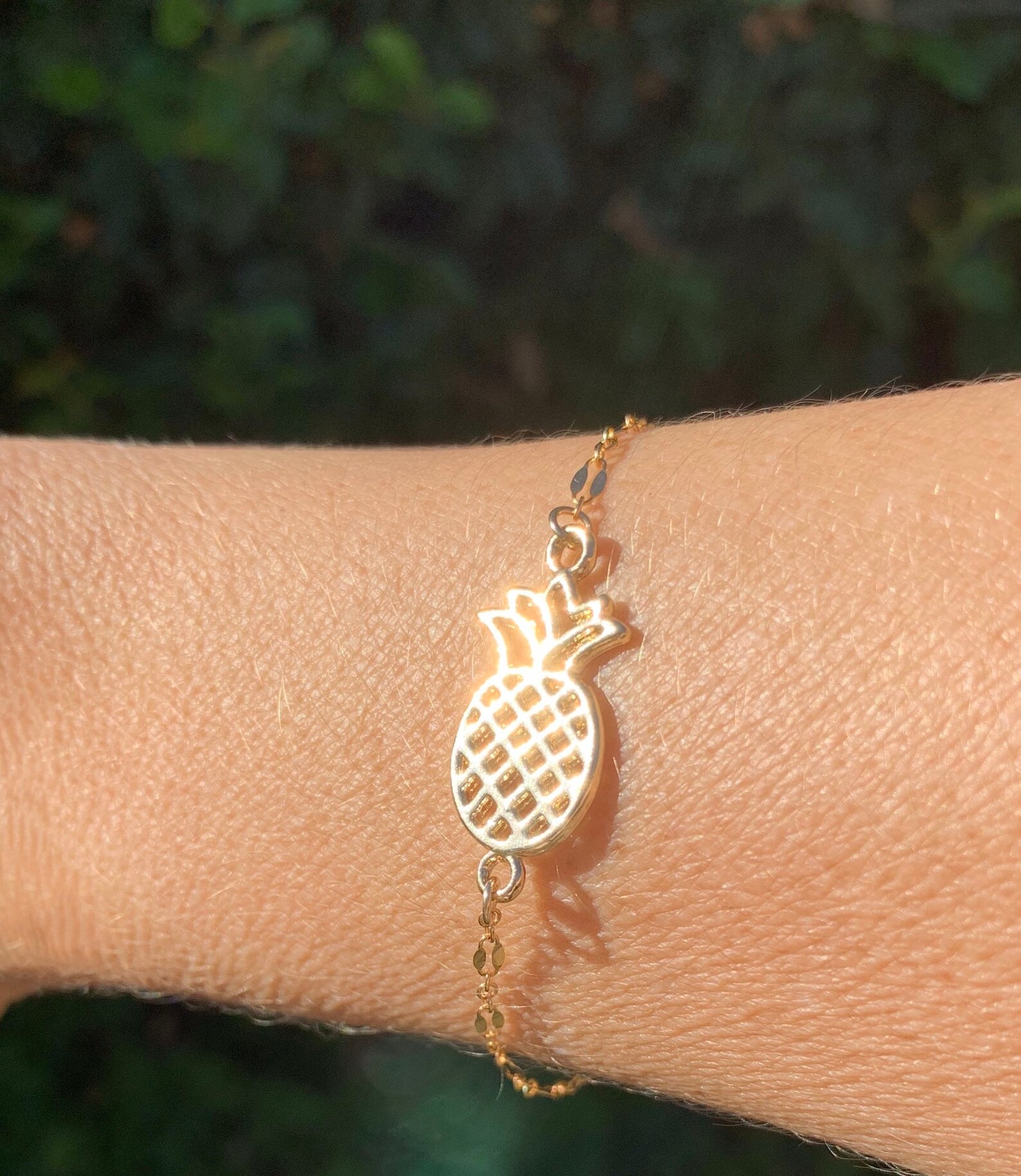 Gold Pineapple Bracelet Sparkling Pineapple Bracelet Aloha | Etsy