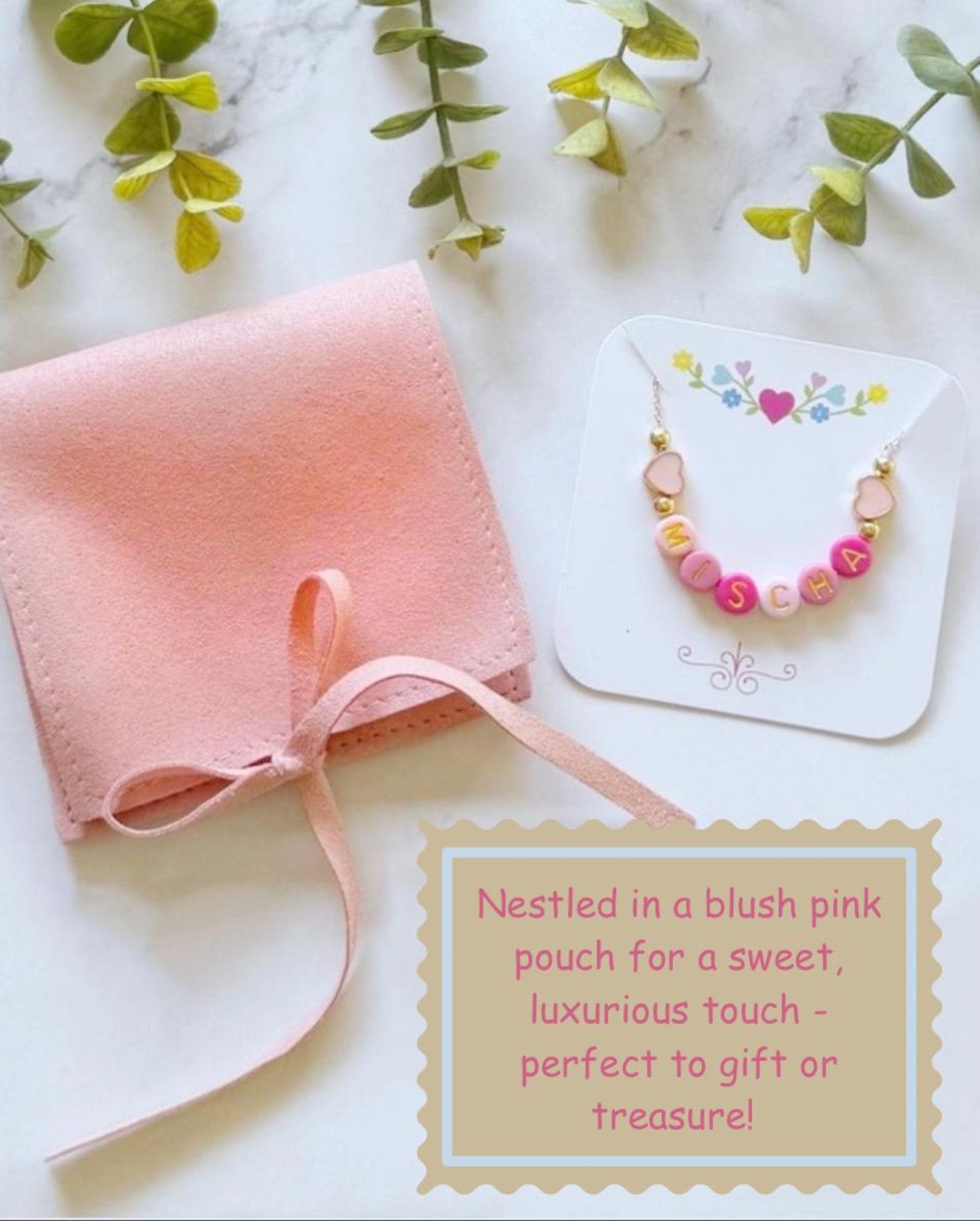 Pink Name Necklace for Girls, Personalized Valentines Gift for Little ...