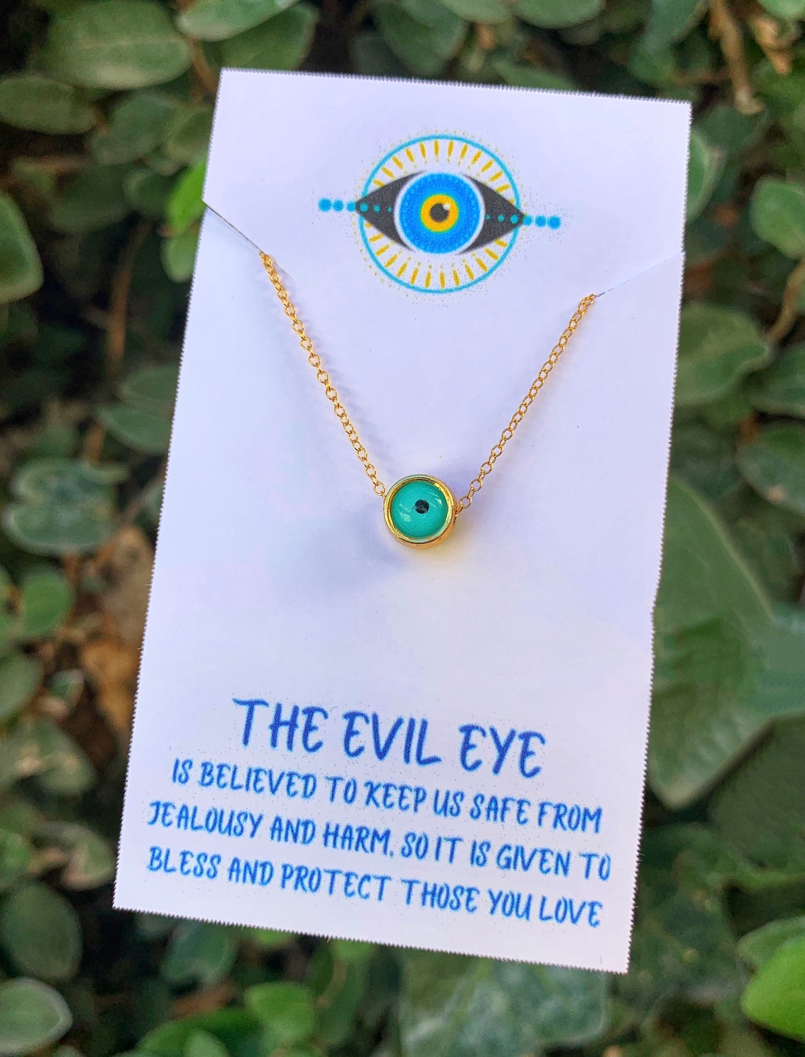 Gold Evil Eye Necklace Choose Your Color Dainty Evil Eye | Etsy
