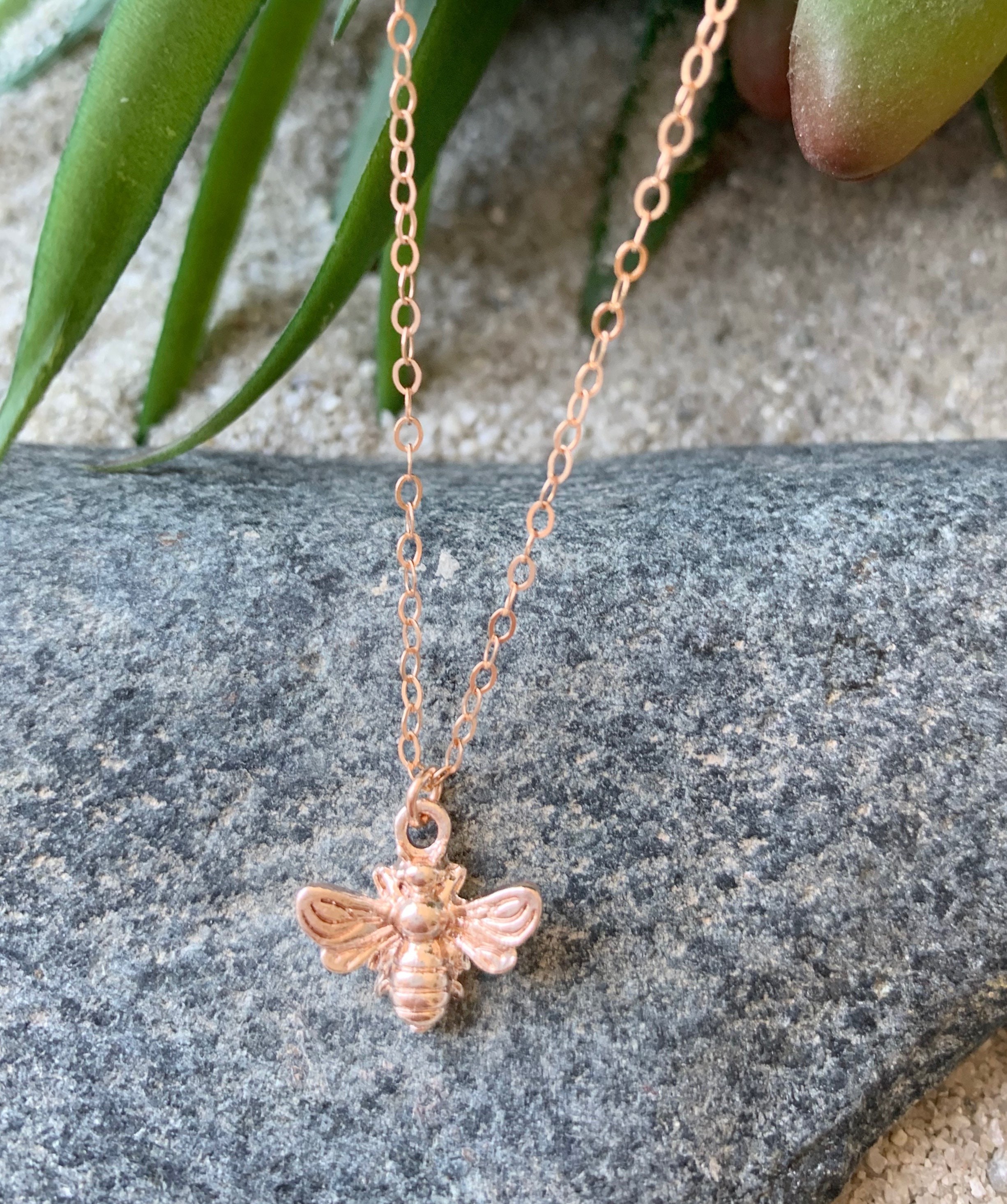 Rose Gold Bee Happy Necklace Set Layered Necklace Set Bee | Etsy