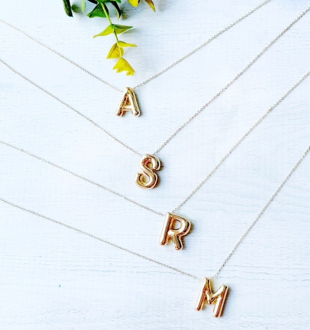 Gold 3D Bubble Letter Necklace FAST SHIPPING Gold Balloon Letter ...