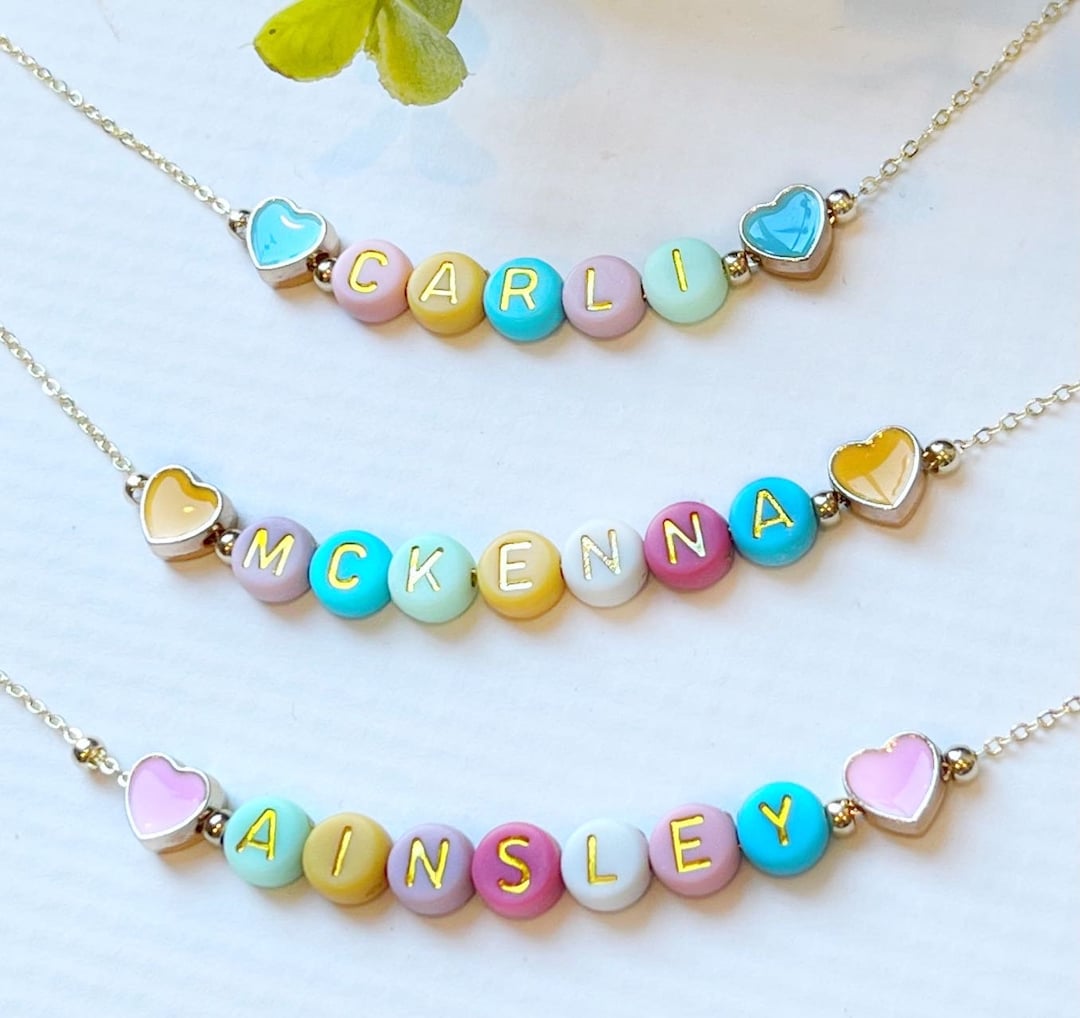 Little Girl Necklace | FAST SHIPPING | Colorful Beads Name Necklace ...