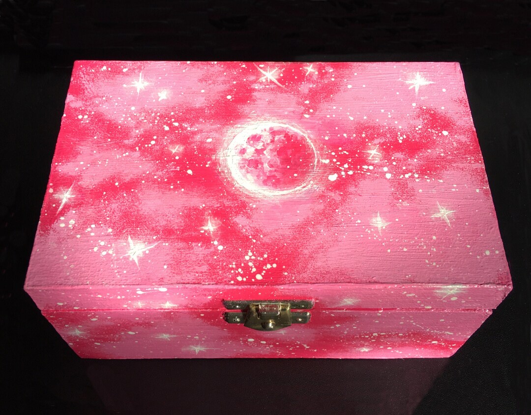 Pink Full Moon Galaxy Box Kawaii, Cute, Night Sky, Aesthetic Room Decor ...