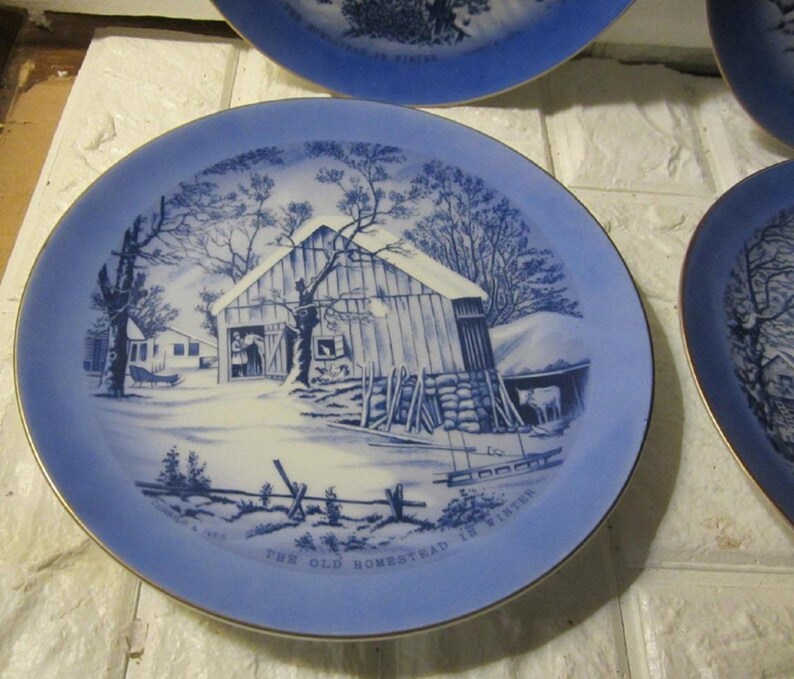 Currier and Ives Winter Scene Plates Set of 4 - Etsy