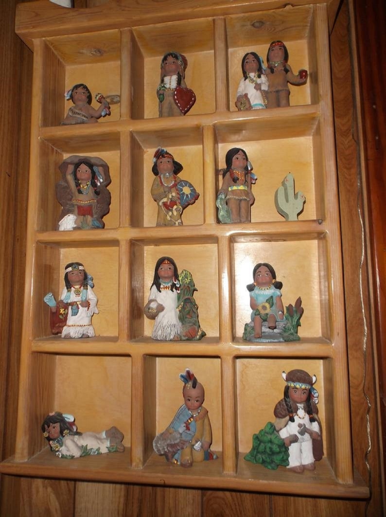 Native Indian Figurine Set With Display Case - Etsy