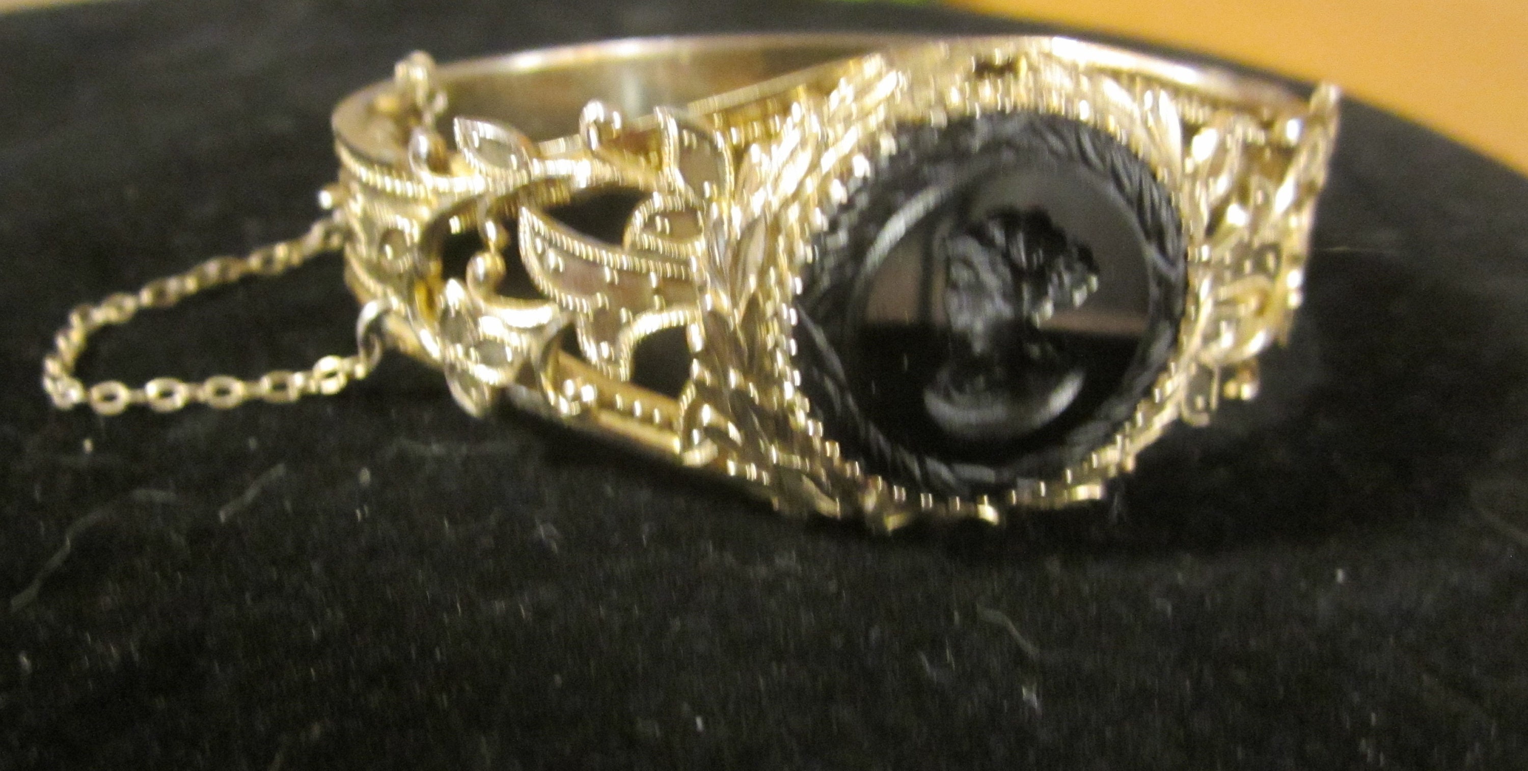 1960"s Vintage Whiting & Davis Co. Cameo Hinged Gold Plated Bracelet - Etsy