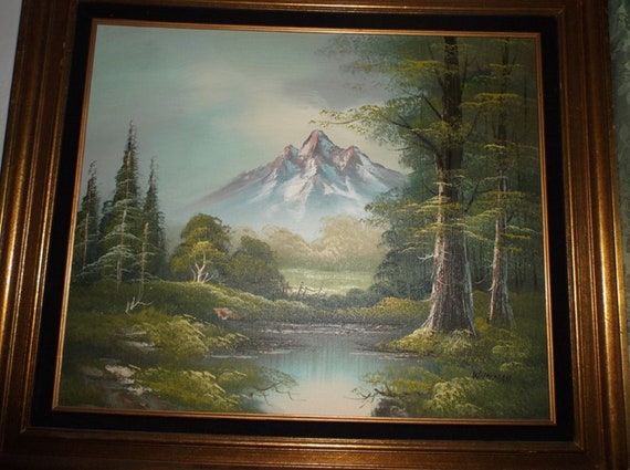 G. Whitman Mountainside Landscape Painting 30 X 26 | Etsy