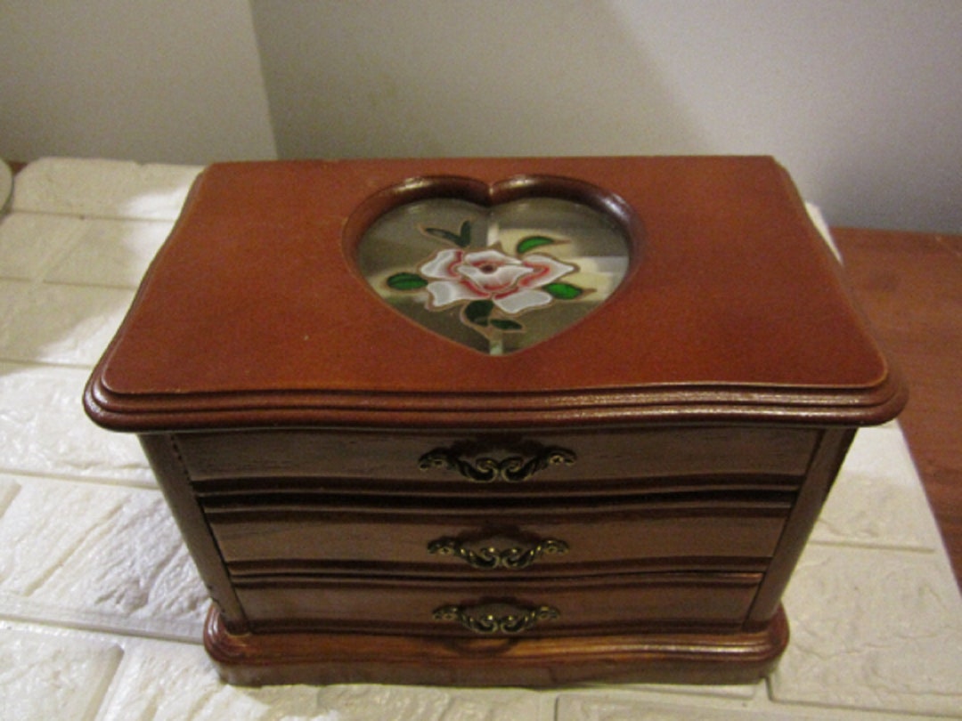 Vintage Wooden Musical Jewelry Box - Etsy