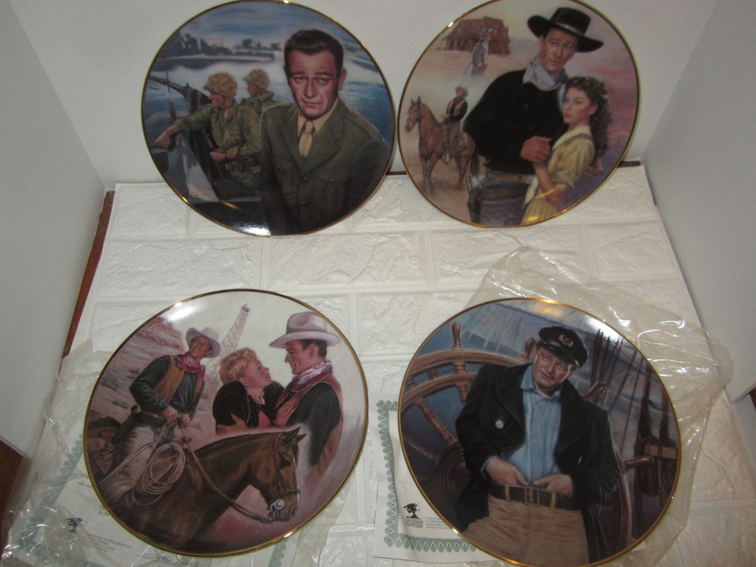 Four Large 10" John Wayne Collector Plates - Etsy