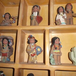Native Indian Figurine Set With Display Case - Etsy