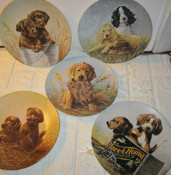 Set of Five Collector Dog Plates | Etsy