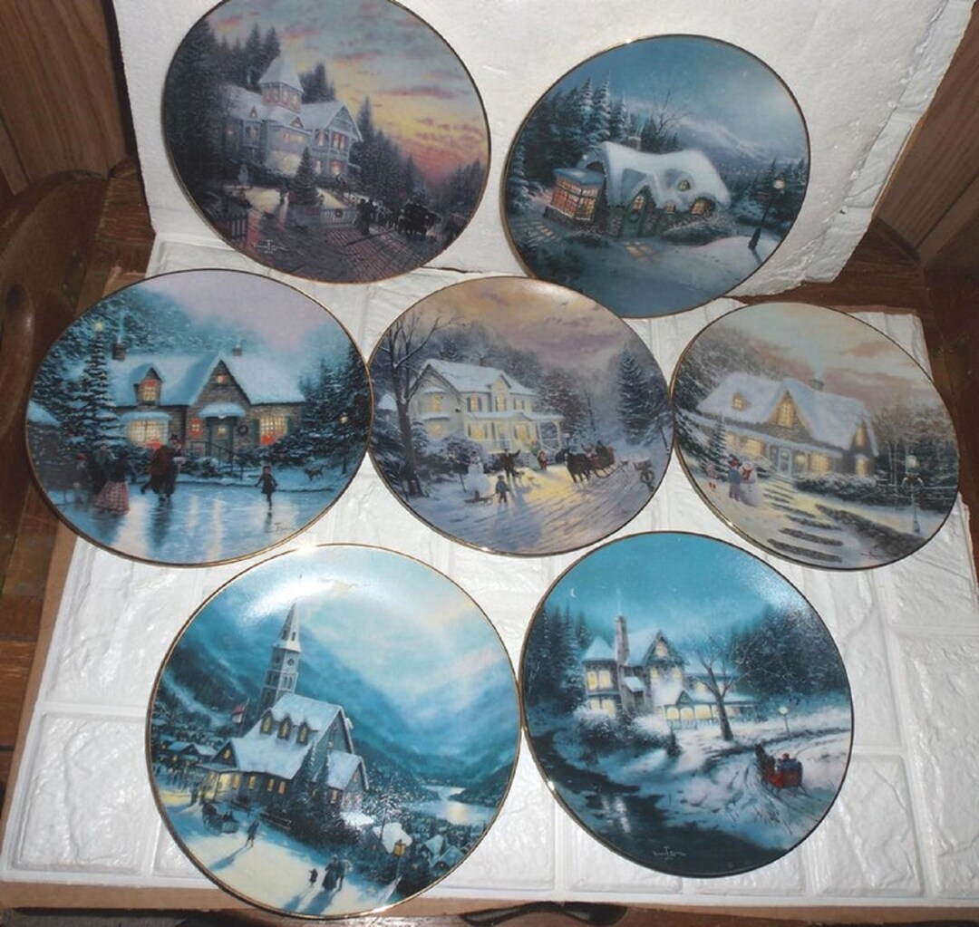 Knowles Vintage Collector Plates With Thomas Kinkade Art Depictions - Etsy