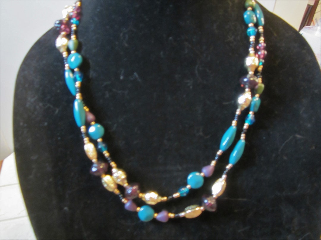 Long Multi Colored Beaded Necklace - Etsy