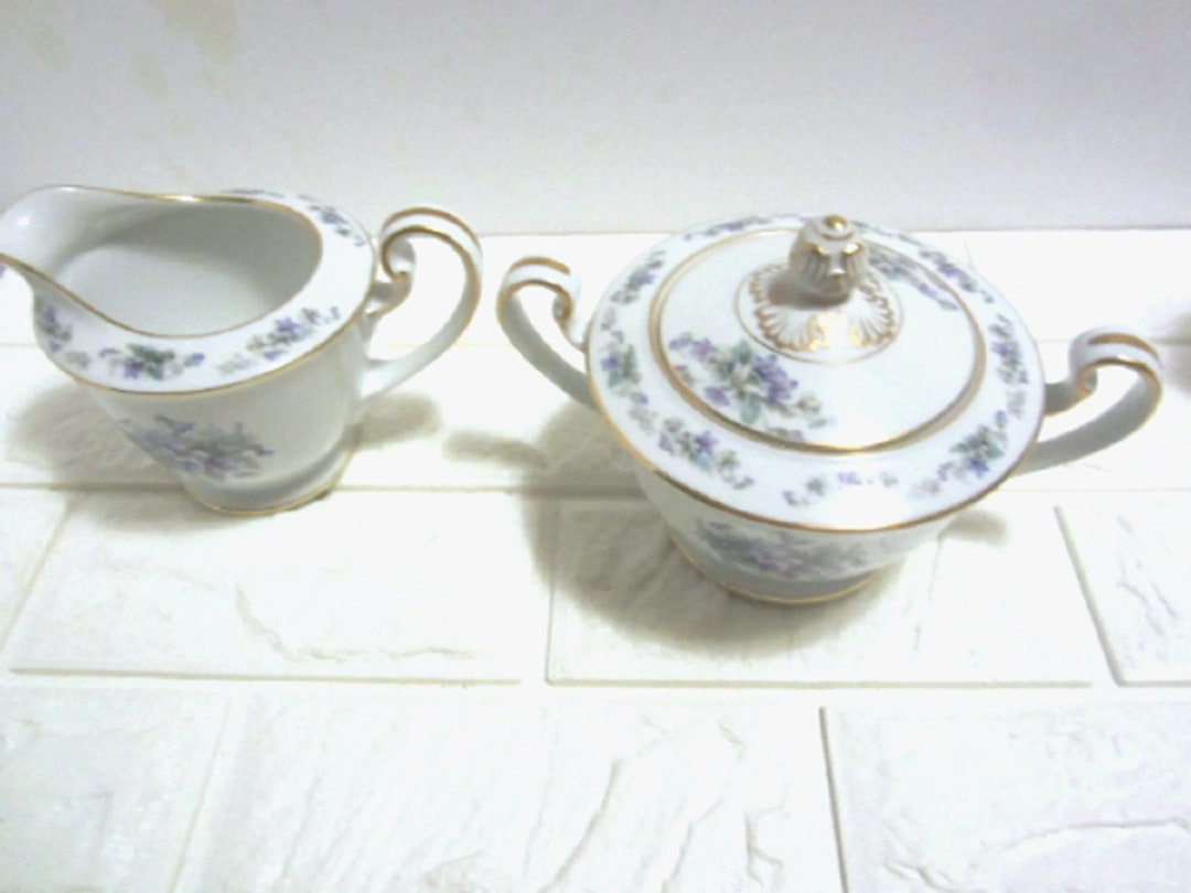 Violette by Noritake Creamer and Sugar Bowl With Lid - Etsy