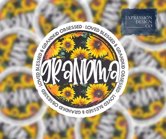 Grandma Vinyl Sticker Grandma Sticker Sunflower Sticker | Etsy