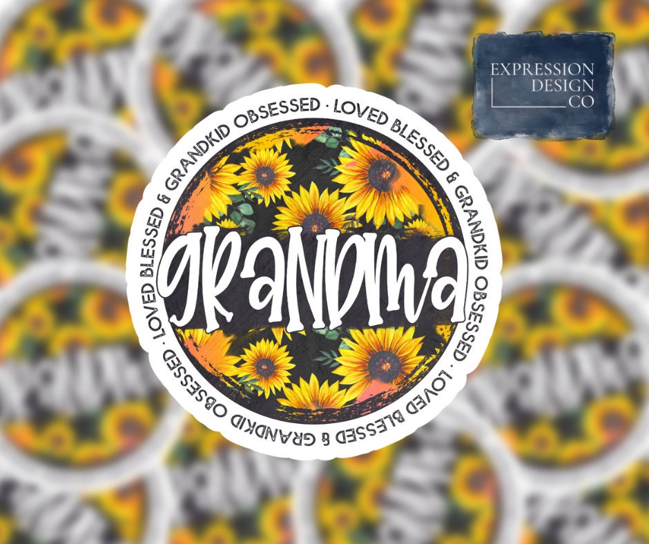 Grandma Vinyl Sticker Grandma Sticker Sunflower Sticker | Etsy