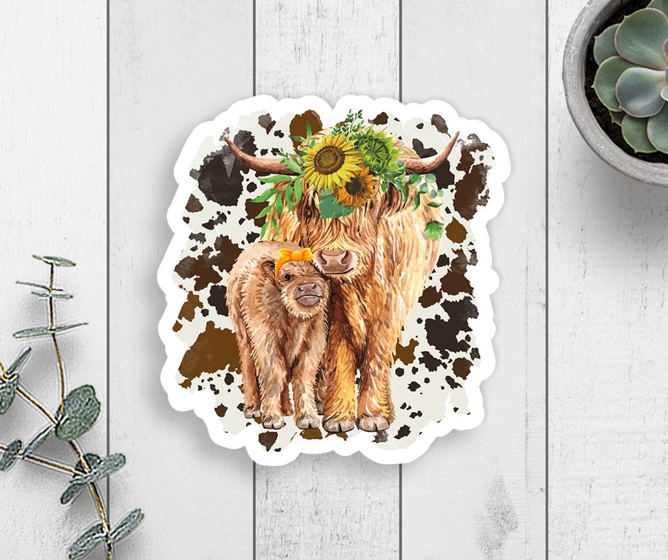 Highland Cow Vinyl Sticker Cow Sticker Farm Decal Die Cut - Etsy