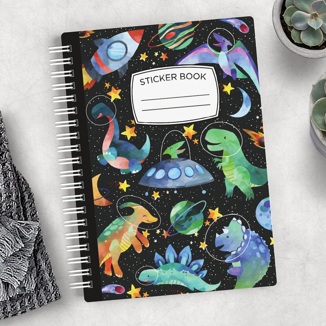 Space Dinosaur Reusable Sticker Book, Sticker Album, Sticker Collection ...