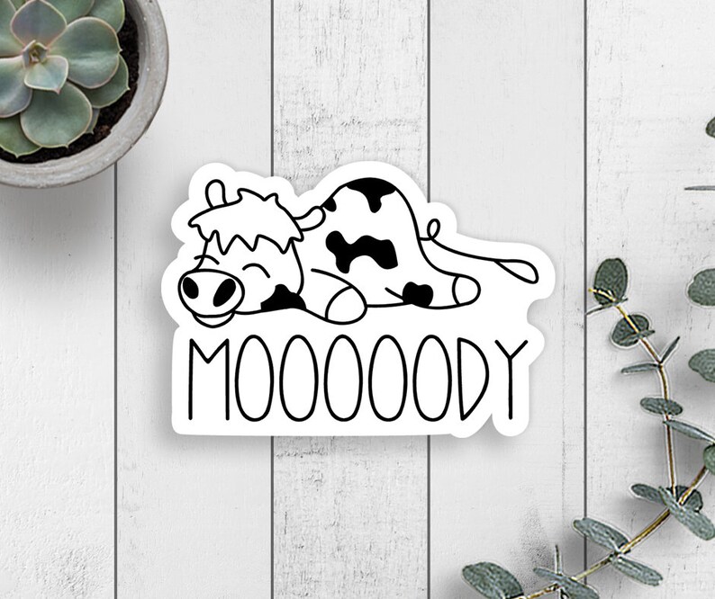Pegatina de vaca malhumorada, pegatina de vinilo, pegatina con cita ...