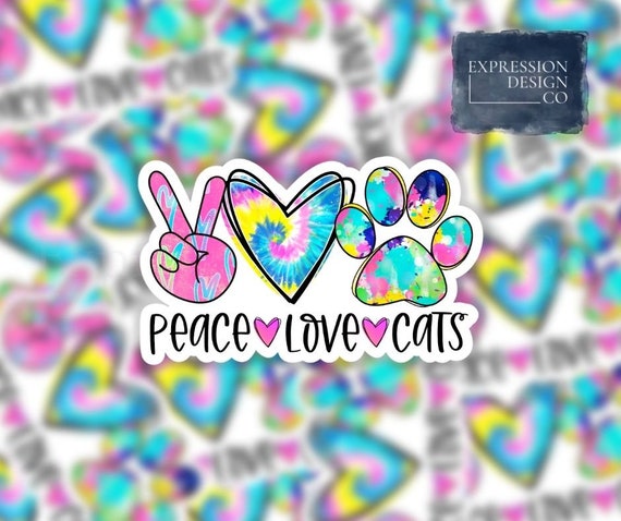 Peace Love Cats Vinyl Sticker Cat Sticker Die Cut Sticker | Etsy