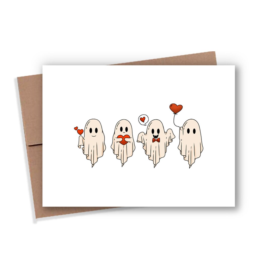 Ghost Hearts Card, in Love Card, Card for Boyfriend, Blank Card ...