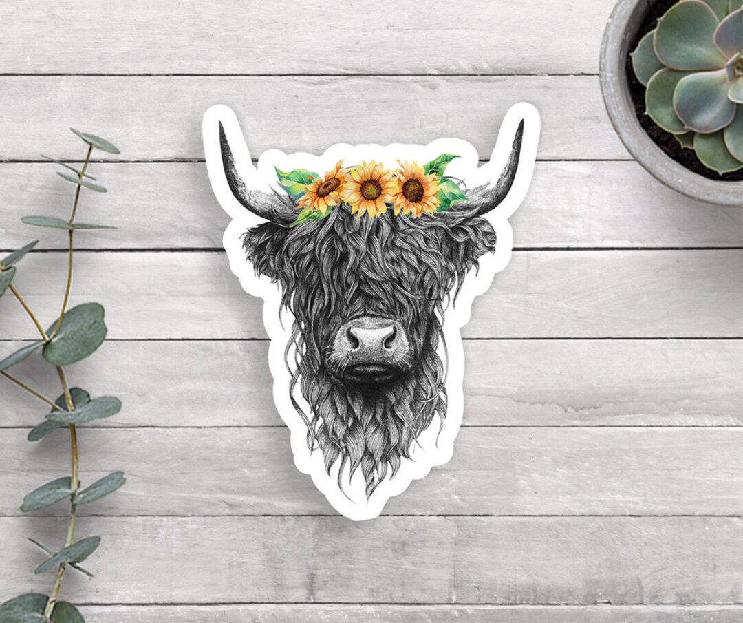 Highland Cow Vinyl Sticker, Cow Sticker, Farm Decal, Die Cut Sticker ...