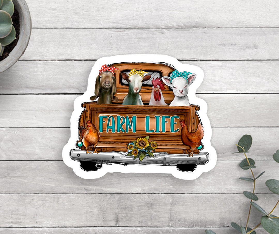 Farm Life Sticker Truck With Animals Vinyl Sticker Farm - Etsy