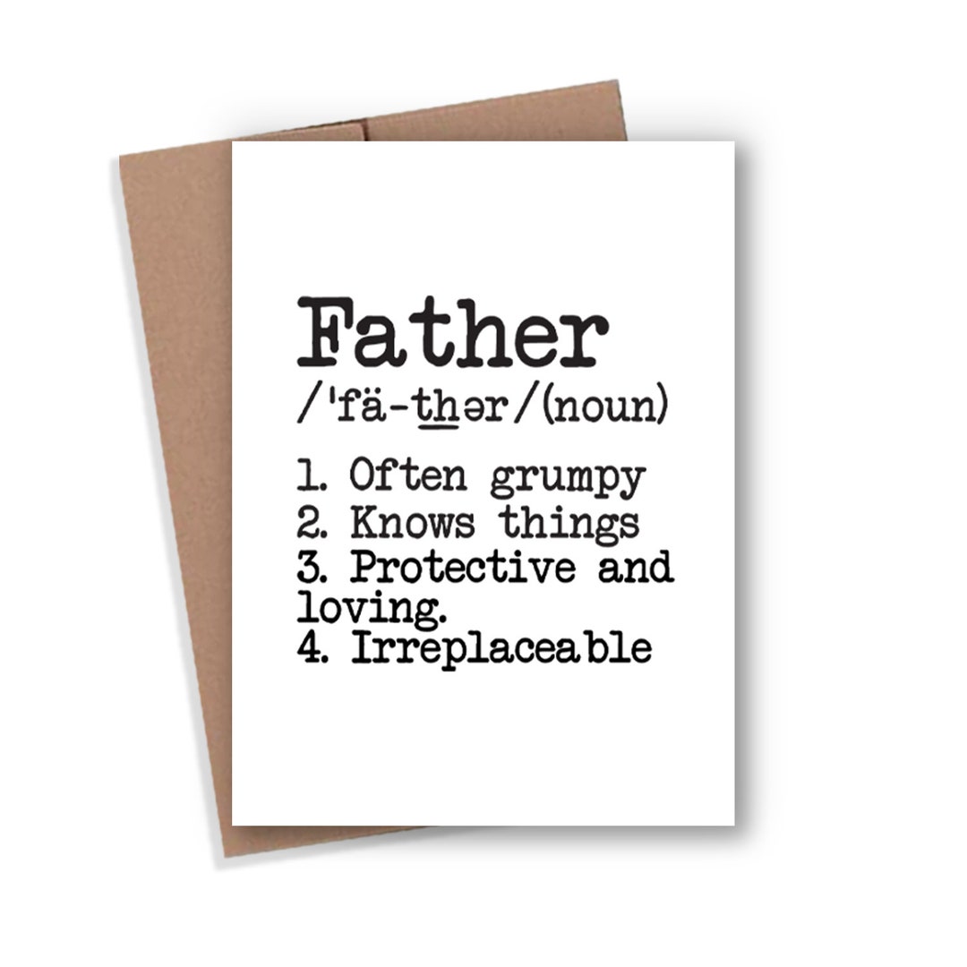 Father Definition Card, Father's Day Card, Card for Dad, Gift for Dad ...